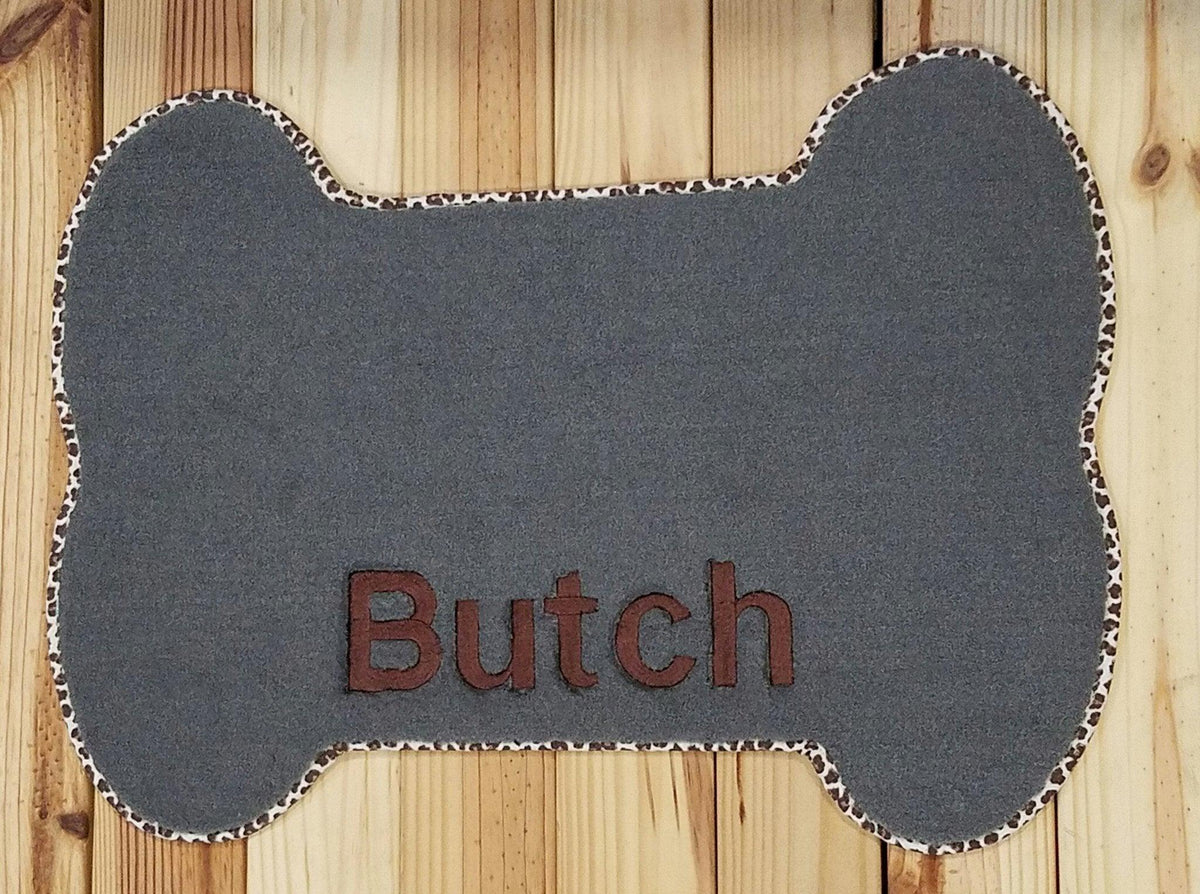 Personalized Bone Shaped Pet Food Mat - | Wilsun