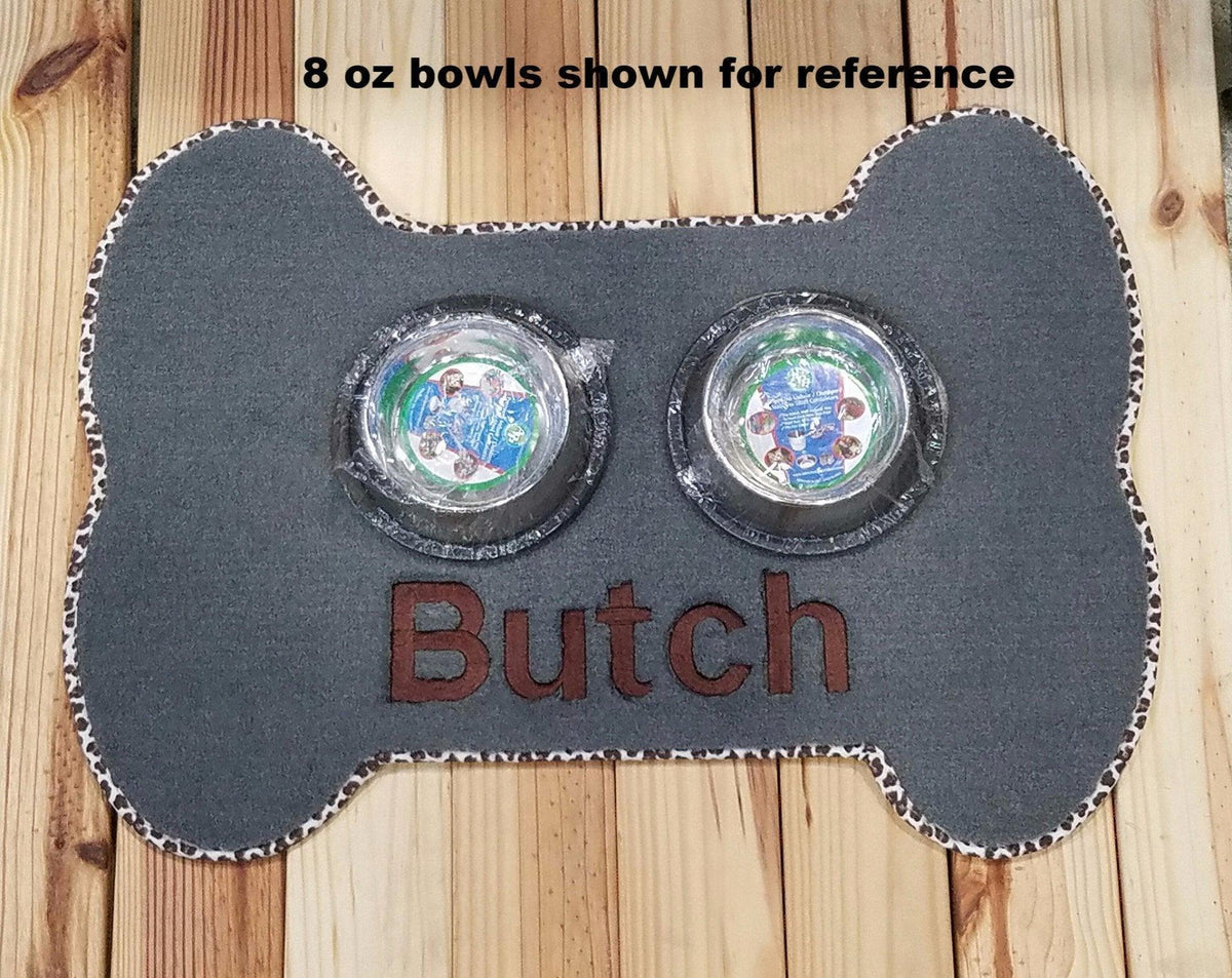 Personalized Bone Shaped Pet Food Mat - | Wilsun