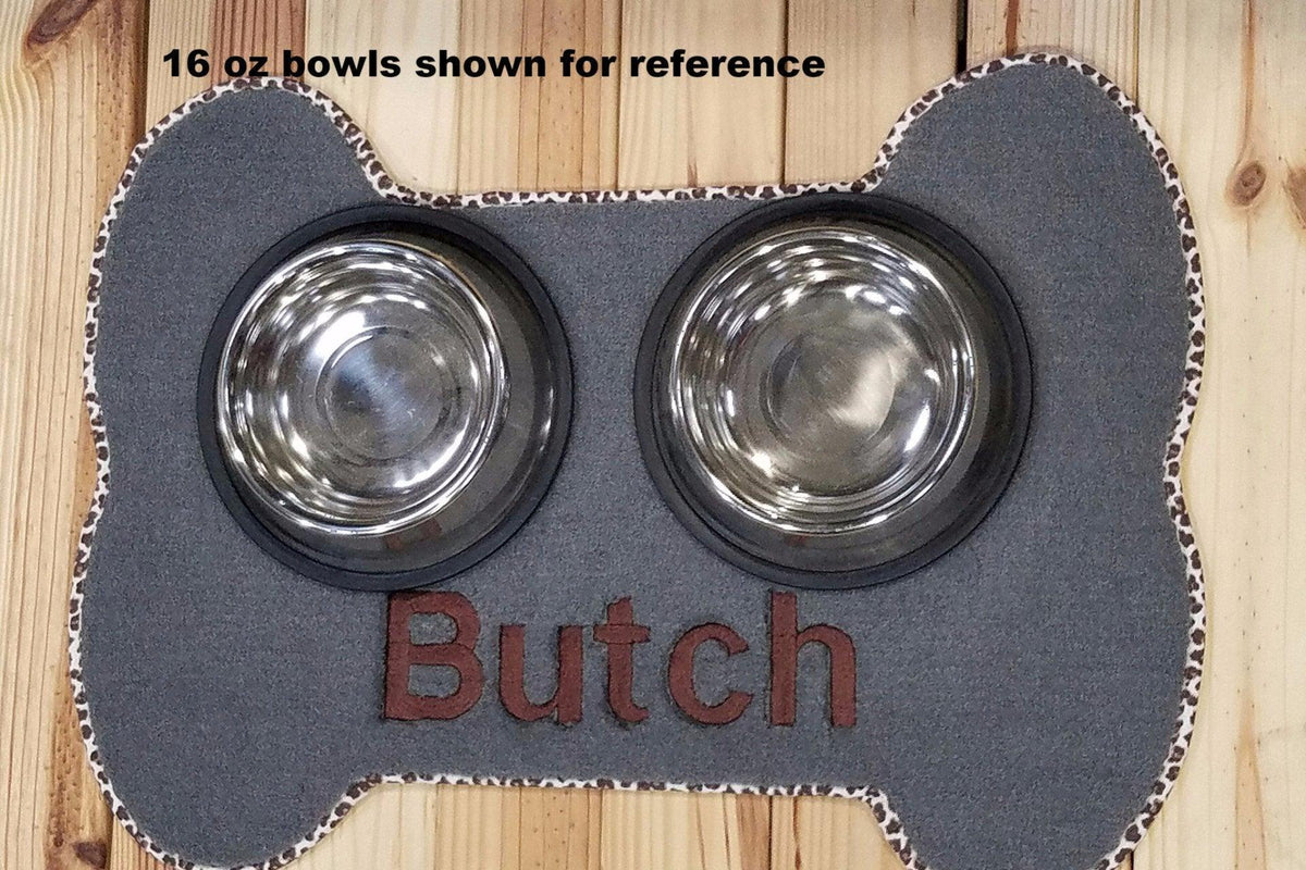 Personalized Bone Shaped Pet Food Mat - | Wilsun